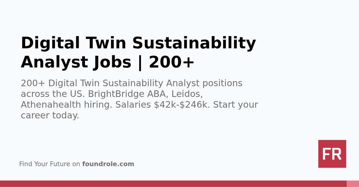 Sustainable Digital Twin Analyst Jobs in the USA