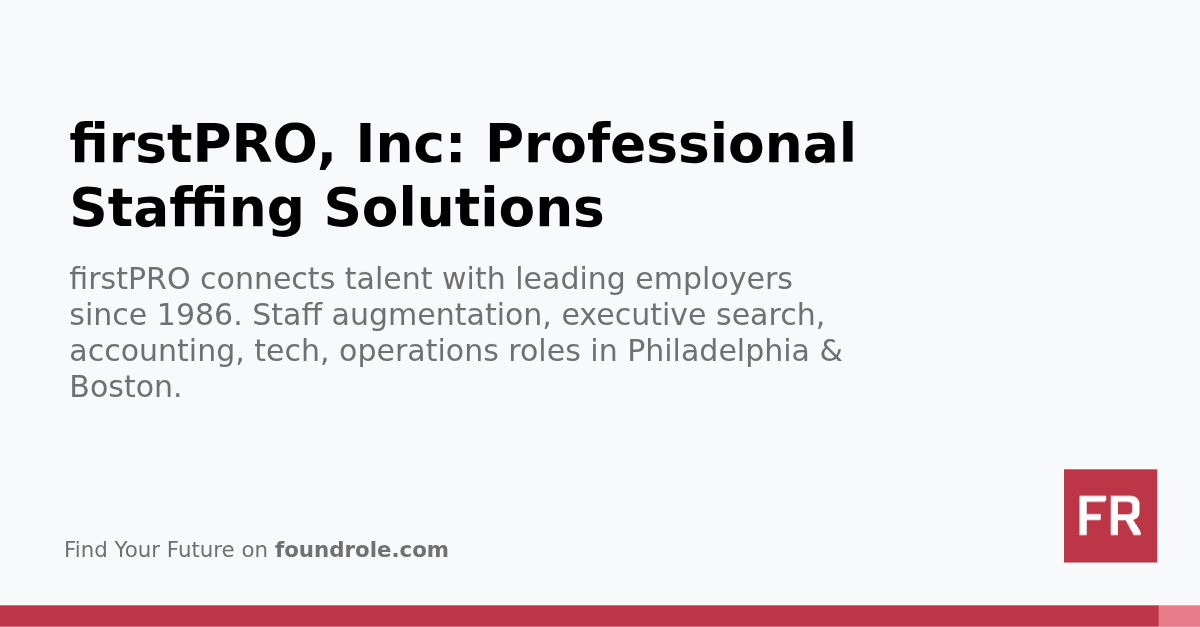 firstPRO, Inc: Premier Staffing & Recruiting Solutions