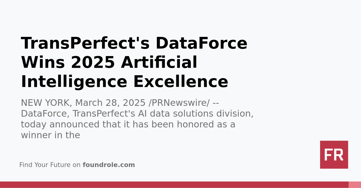 TransPerfect's DataForce Wins 2025 Artificial Intelligence Excellence