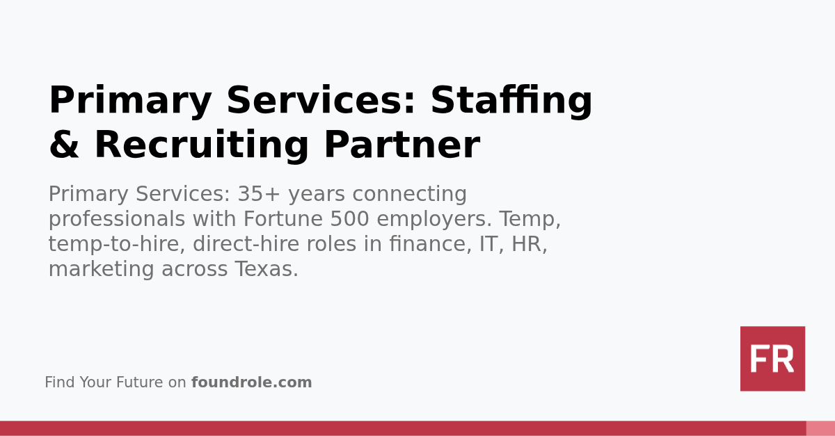 Primary Services: Staffing & Recruiting Partner